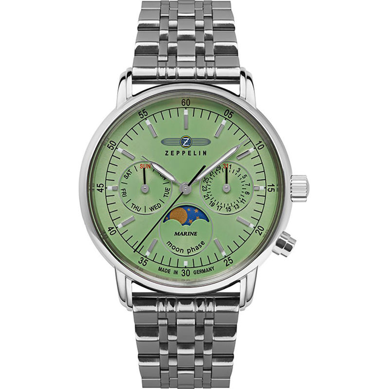 Buy Zeppelin LZ 14 Marine Day Date Moon Phase Analog Dial Color Green ...