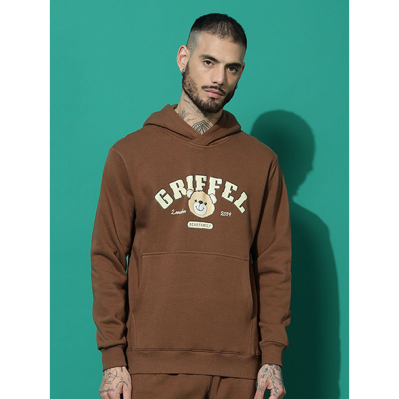 Buy Griffel Cute Teddy Regular Fit Brown Hoodie Online