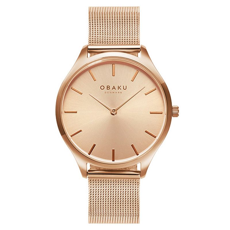 Buy Obaku Tang Lille Roses Quartz Rose Gold Round Dial Womens Watch ...