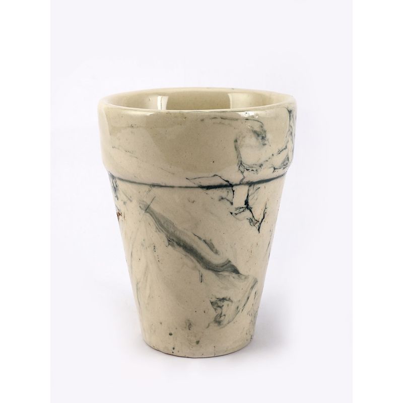Buy The Decor Mart Beige Textured Ceramic Planters (15x15x14 cms) Online