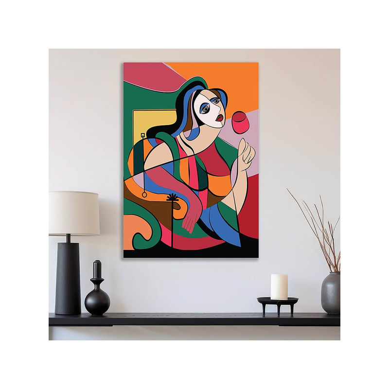 Buy Dekorstation Woman Wine Bold Abstract Modern Wall Painting In ...