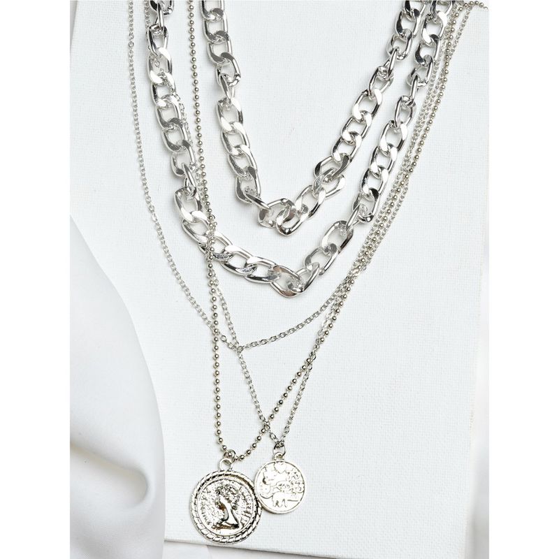 Buy Joker & Witch Chain Link Medallion Layered Silver Necklace For ...