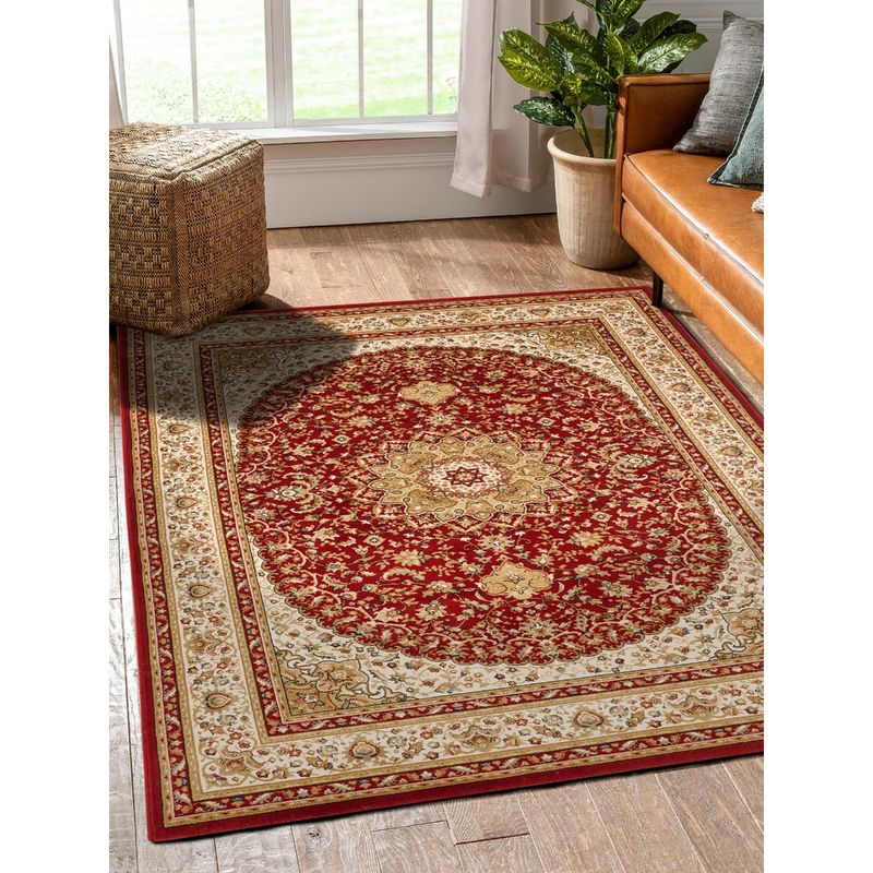 Buy OBSESSIONS Anti-static Machine Made Classical Carpet, Red & Beige ...
