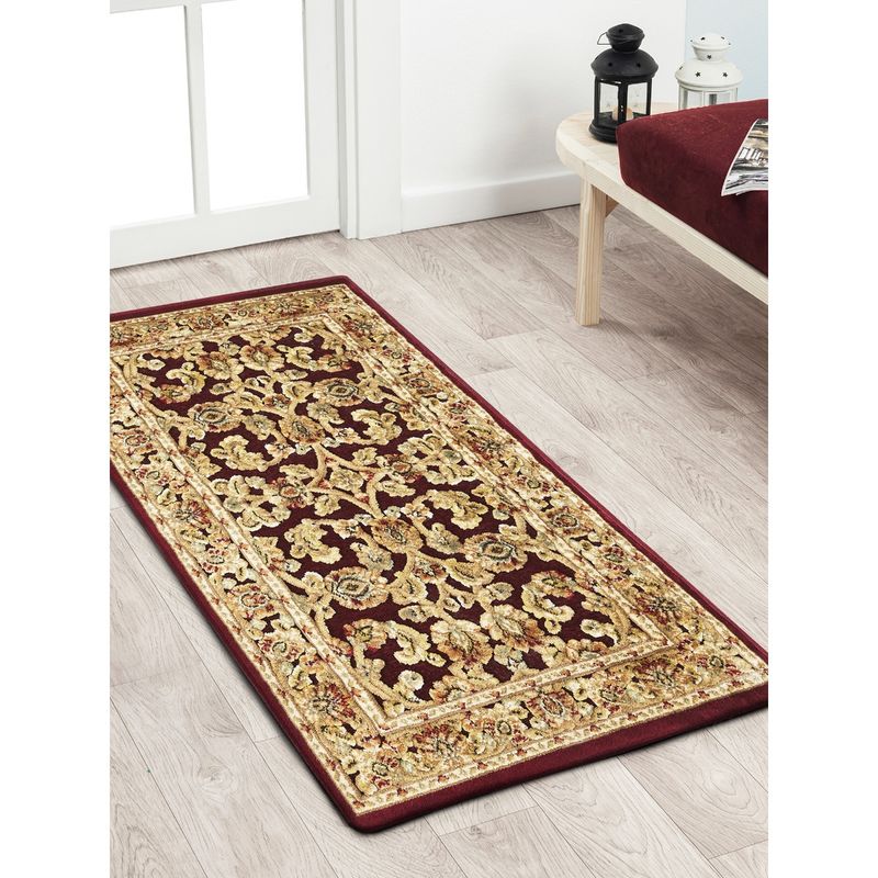 Buy OBSESSIONS Classical Machine Made Viscose Runner, Red & Cream Online