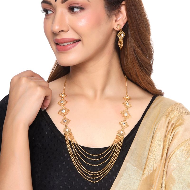 Buy Yellow Chimes Gold-Plated Multilayer Jewellery Set Online