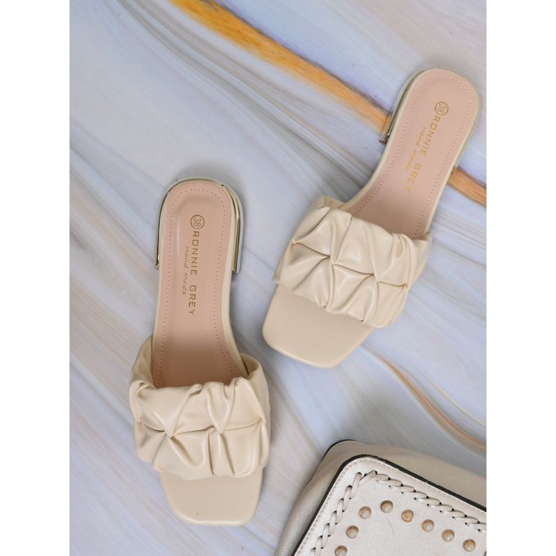 Buy Ronnie Grey Women Beige Solid Open Toe Flats Online