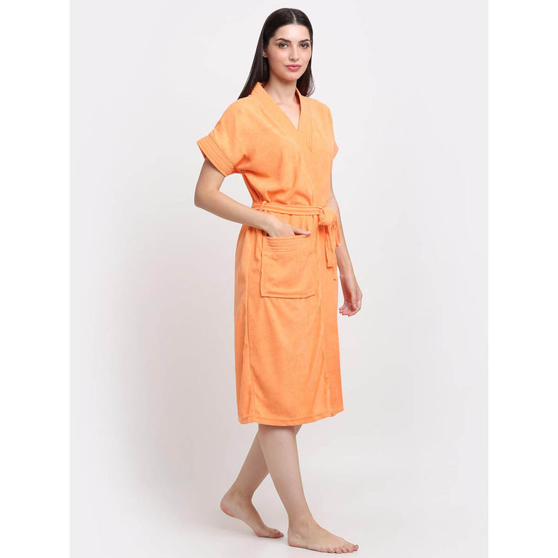 Buy Creeva Orange Micro Terry Bath Robe Online