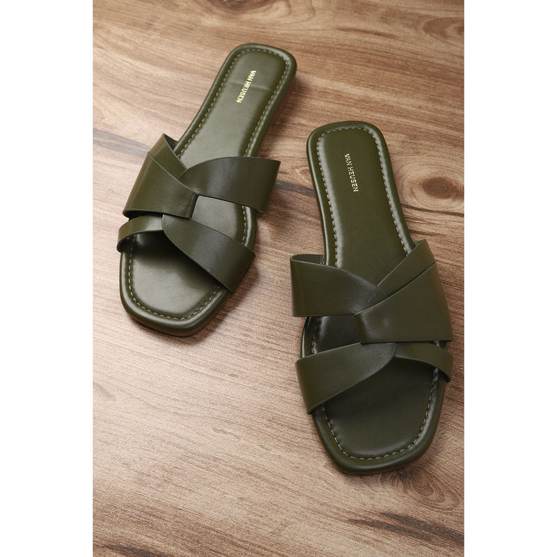 Buy Van Heusen Women Olive Sandals Online