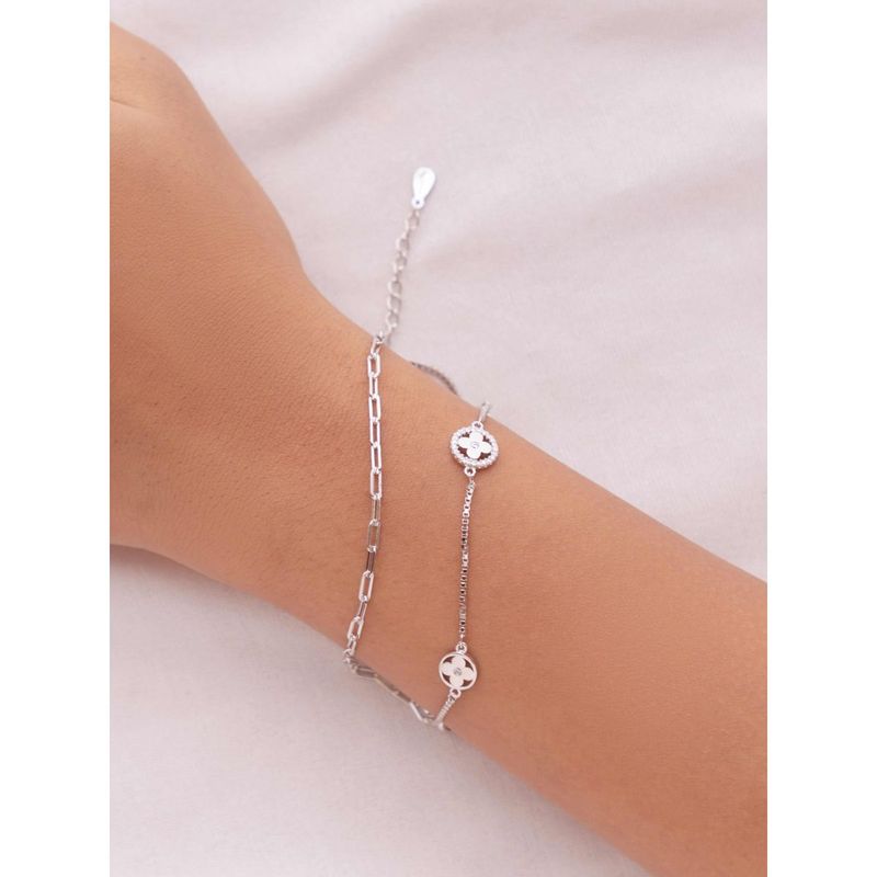 Buy STERLYN Silver Flower Bracelet Online