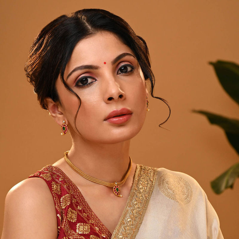 Buy Vriksham Gold Plated Stone Studded Pendant Jewellery Set Online
