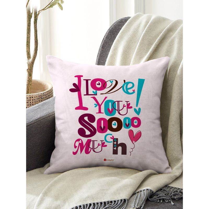 Buy Indigifts I Love You So Much Quote Soft Poly Satin Cushion Cover ...