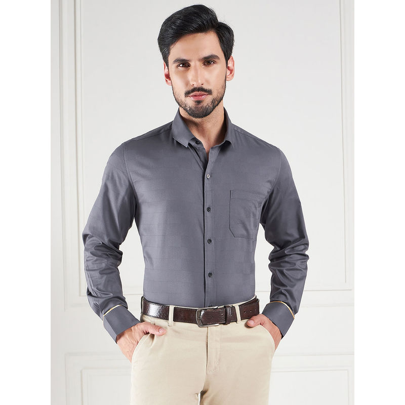 Buy Louis Stitch Grey Regular Fit Solid Grey Shirt Online