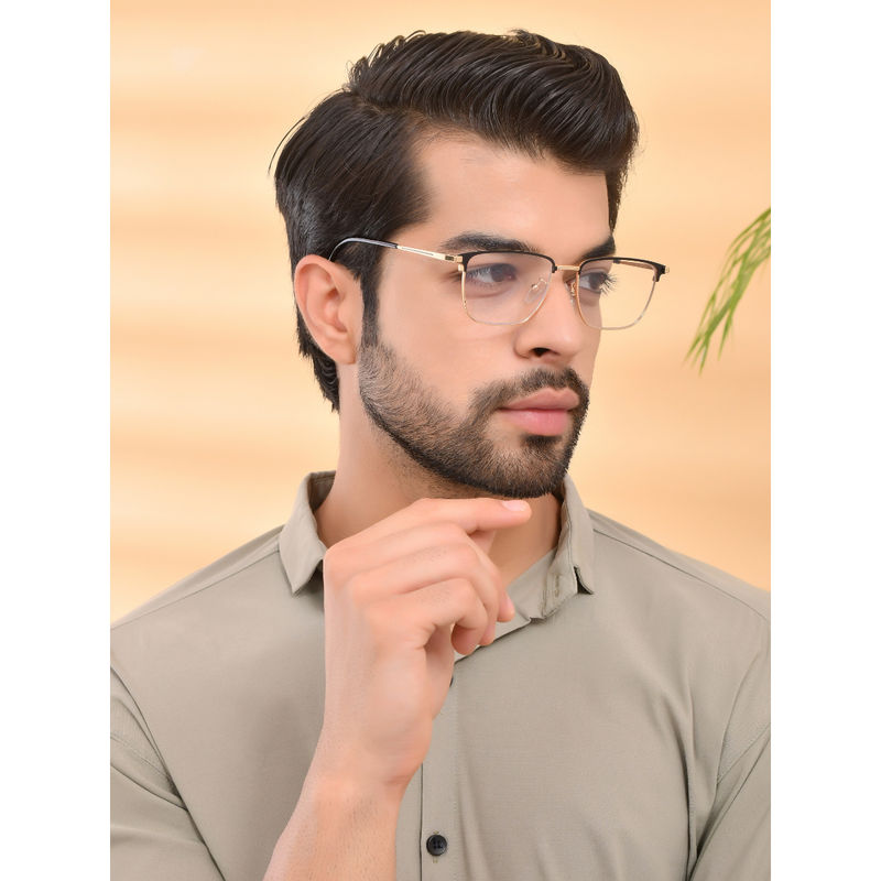 Buy ROYAL SON Square Black Gold Latest Spectacles Frames for Men Women ...