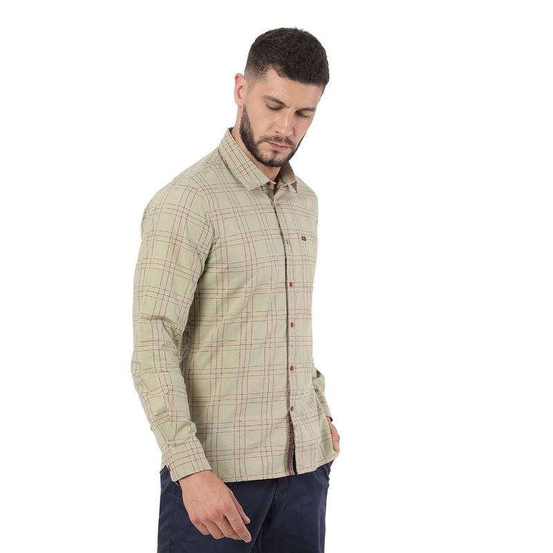 Buy AD By Arvind Arvind Men Olive Cotton Shirt Online