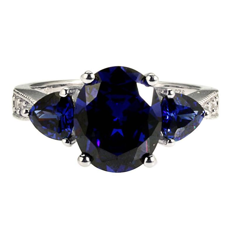 Buy Ornate Jewels Cubic Zirconia Blue Hues Oval And Trillion Lab ...