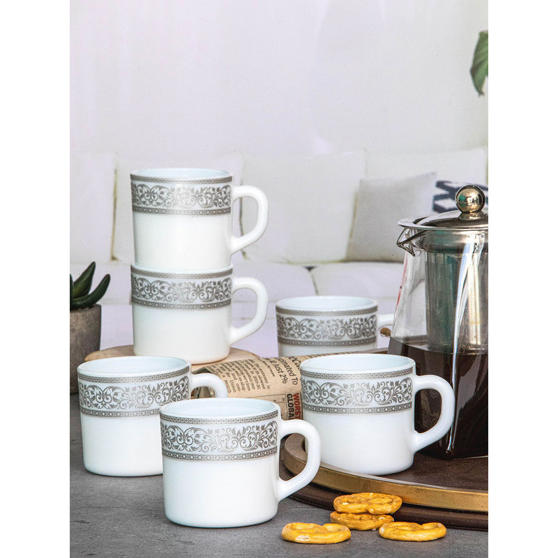 Buy CELLO Opalware Solitaire Tea, Coffee Mug (Set of 12) Online