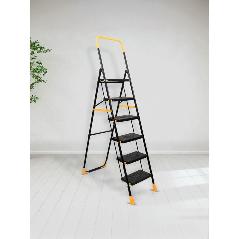 Buy Plantex GI Steel Folding 6 Step Ladder (Sleek Yellow & Black) Online