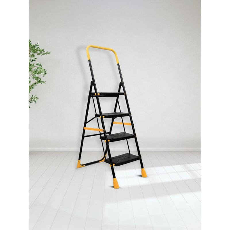 Buy Plantex GI Steel Folding 4 Step Ladder (Sleek Yellow & Black) Online