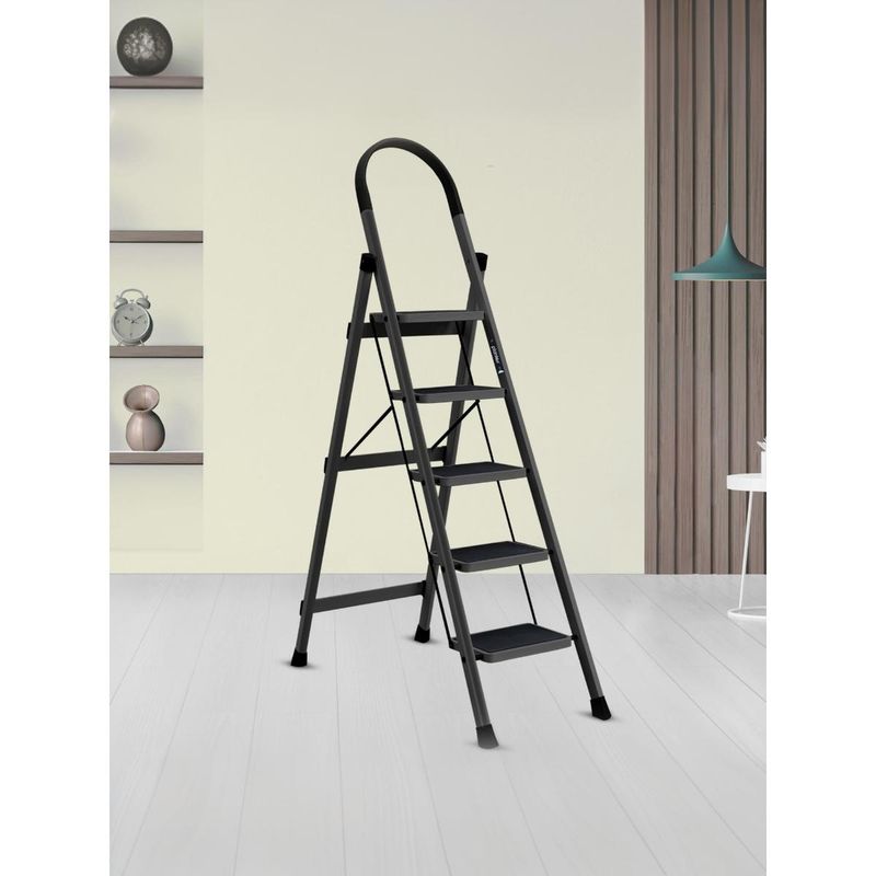 Buy Plantex Strong Foldable Wide 5 Step Ladder (Apex - Black) Online