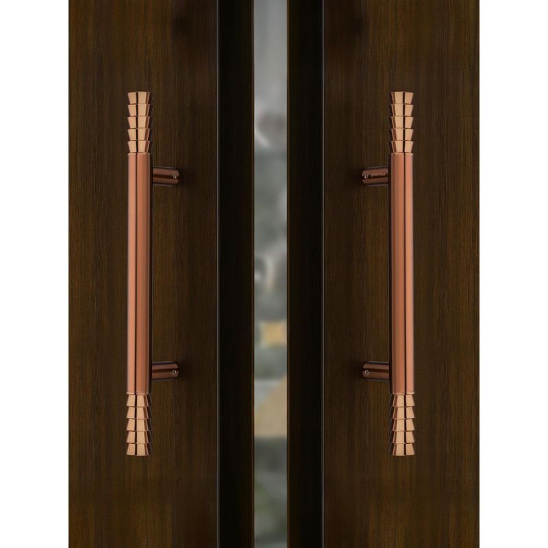 Buy Plantex Stainless Steel Lotus Main Door Handle PVD Roase Gold (Pack ...