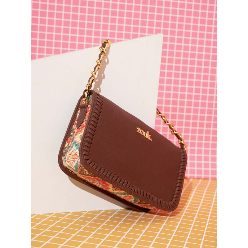 Buy Zouk Women Multi-Color Mughal Art Aalya Baguette Handbag Online