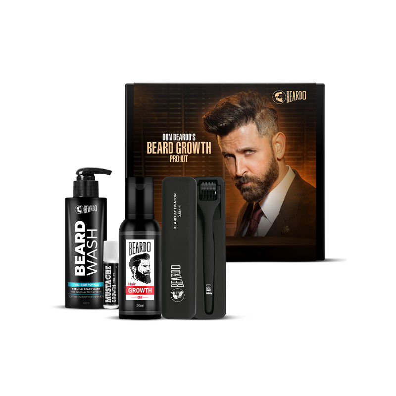 Buy BEARDO Don Beard Growth Pro Kit for Men | Beard Grooming Kit ...