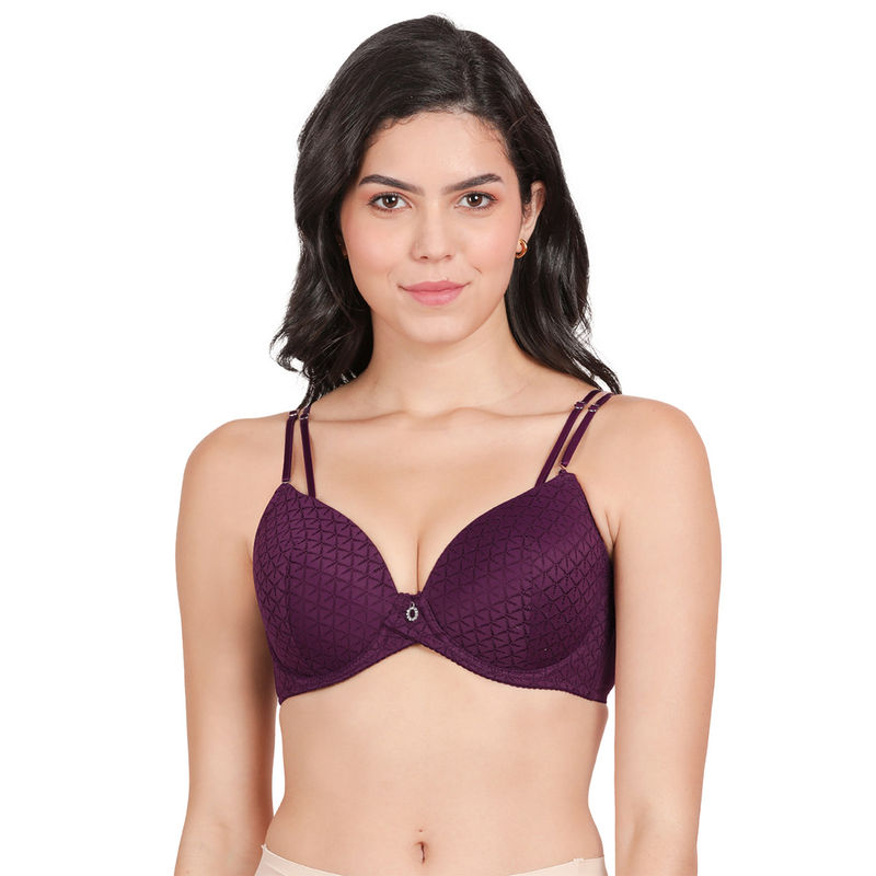 Buy Shyaway Susie By Shyaway Deep Purple Double Straps Criss Cross Front Padded Wired Bra Online