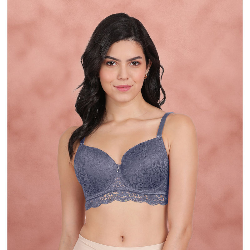 Buy Shyaway Susie By Shyaway Azurin Blue Lace Bottom Padded Wired Bra Online