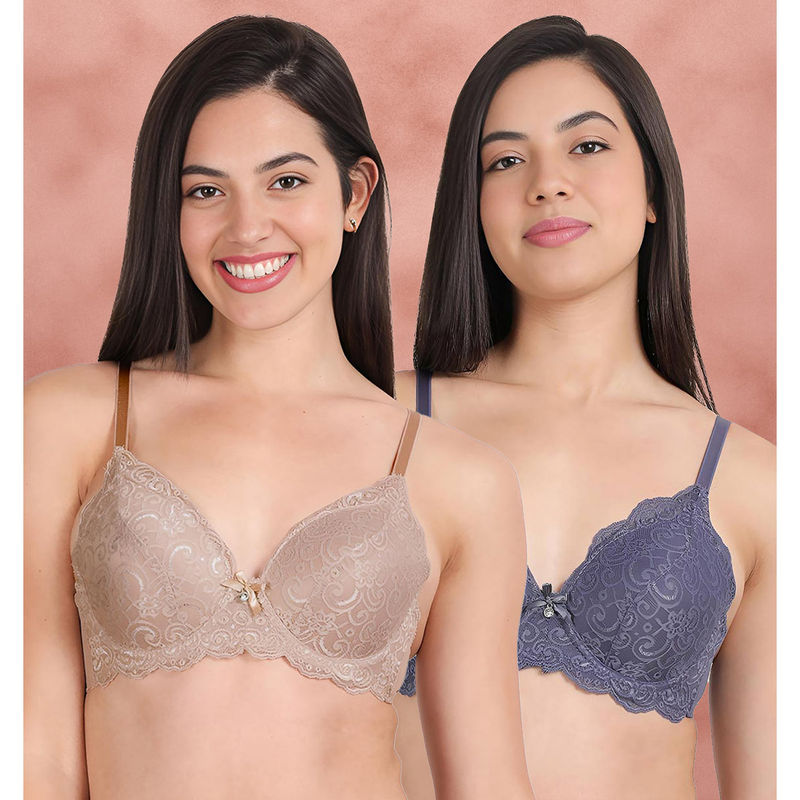 Buy Shyaway Susie By Shyaway Full Cup Lace Padded Wired Bra (Pack of 2) Online