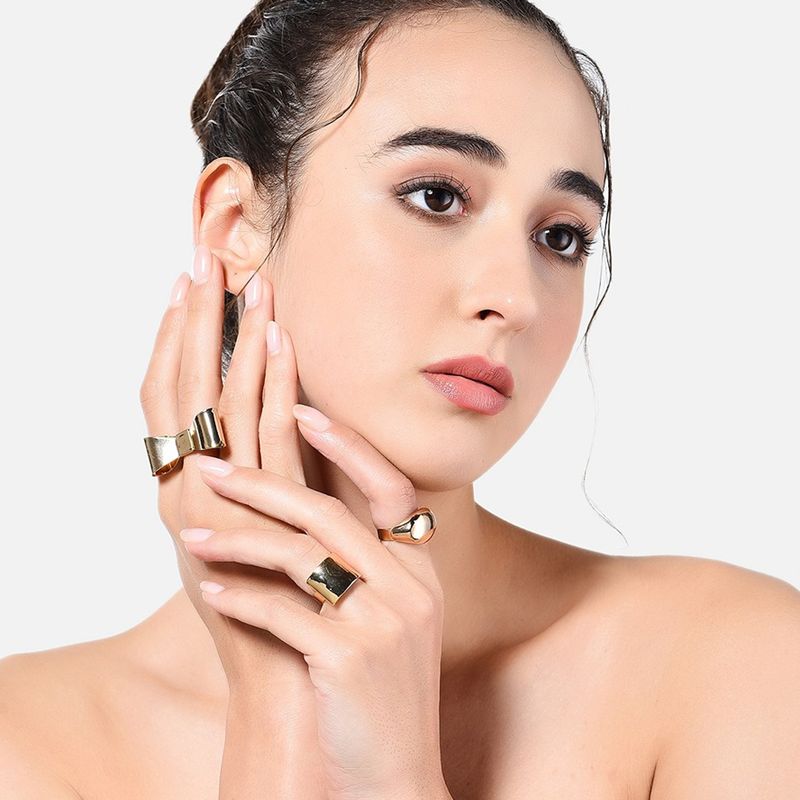 Buy Zaveri Pearls Gold Tone Set of 3 Contemporary Classy Finger Rings ...