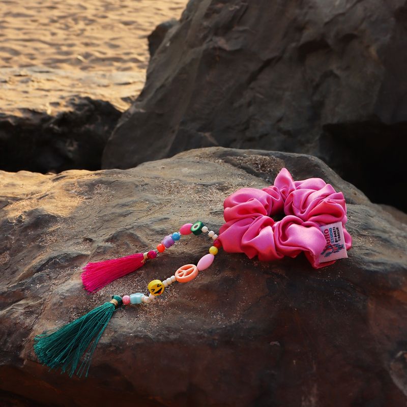 Buy Soho Boho Studio Pink Boho Tassel Scrunchie Online