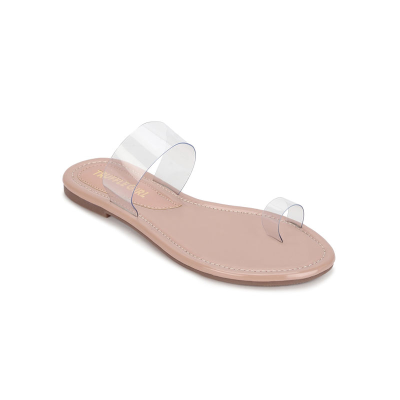 Buy Truffle Collection Beigh Perspex Pu Slip On Flat Sandals Online