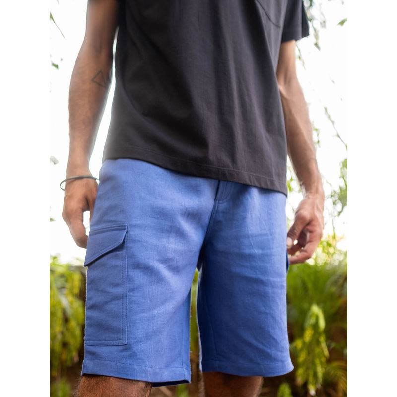 Buy Creatures of Habit Hemp Cargo Shorts- Electric Blue Online