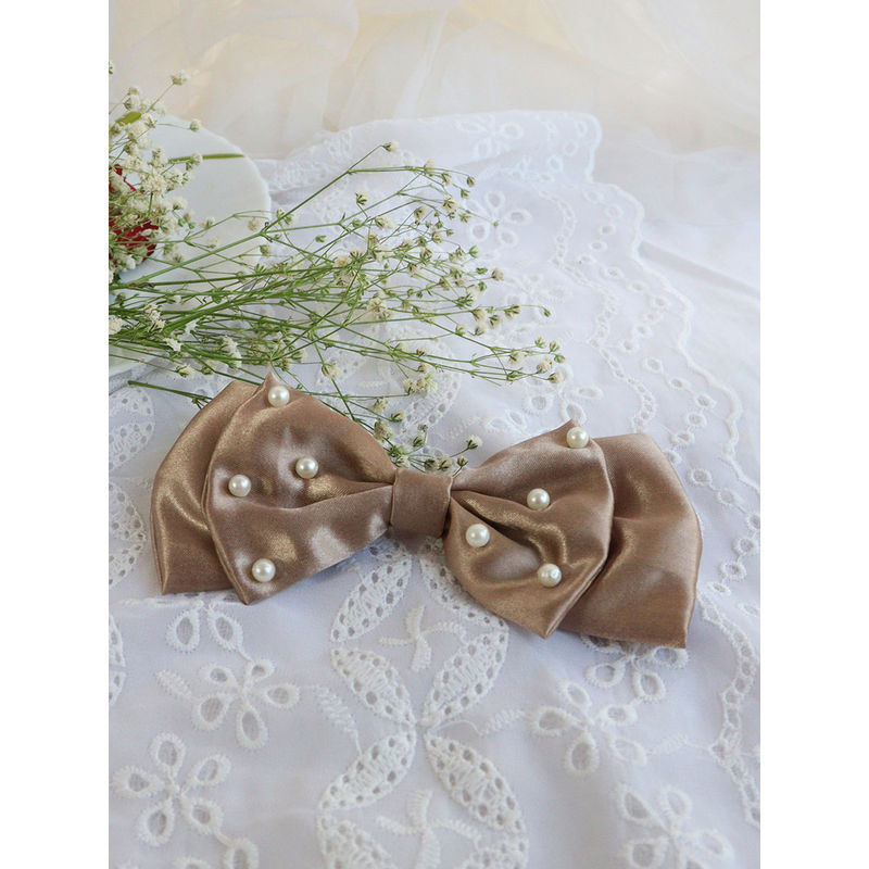 Buy Soho Boho Studio Taupe Pearlish Hair Bow Online