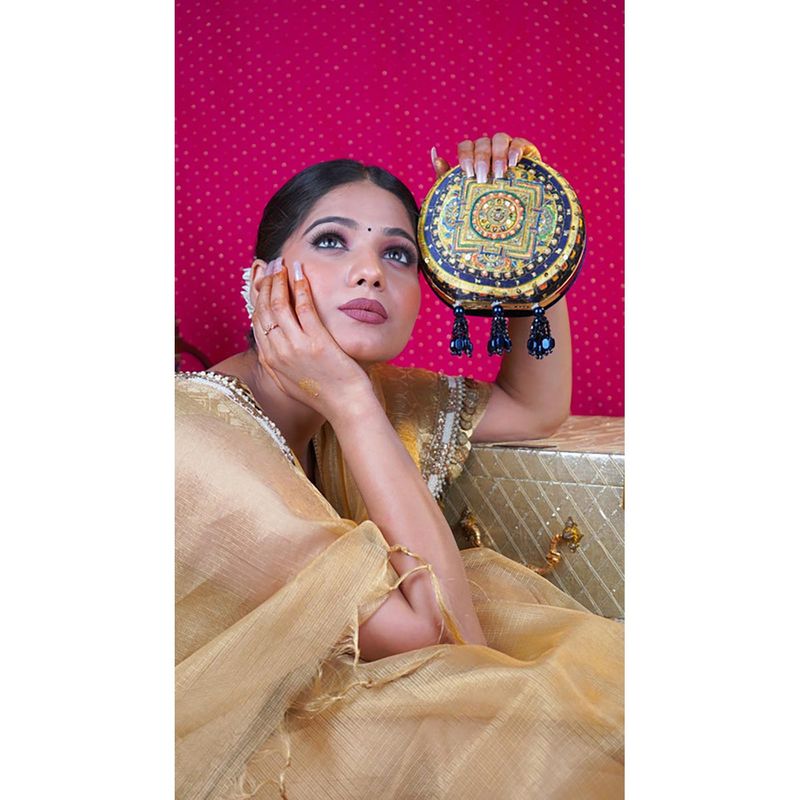 Buy Puneet Gupta Mandala Neel Clutch Online