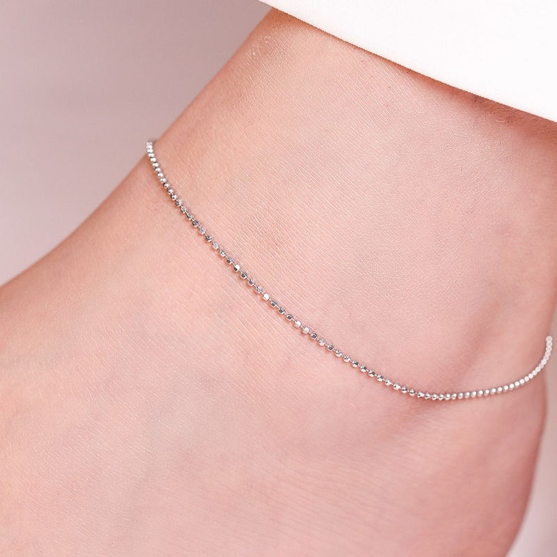 Buy Zavya Minimal Tiny Beads 925 Sterling Silver Anklet Online