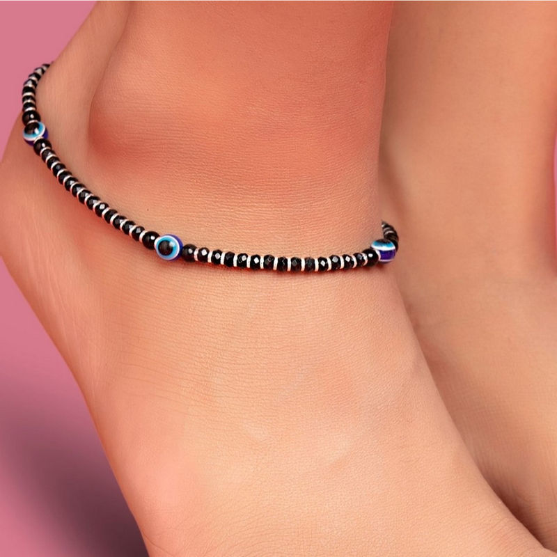 Buy Zavya Stylish Evil Eye 925 Sterling Silver Anklet Online