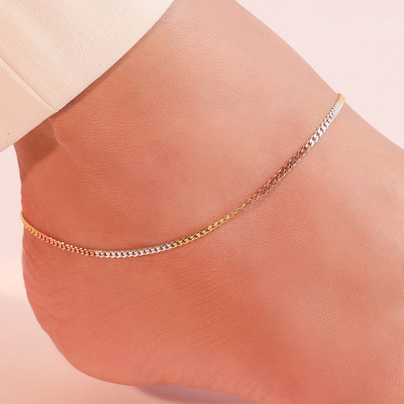 Buy Zavya Triple Tone Sleeky 925 Sterling Silver Anklet Online