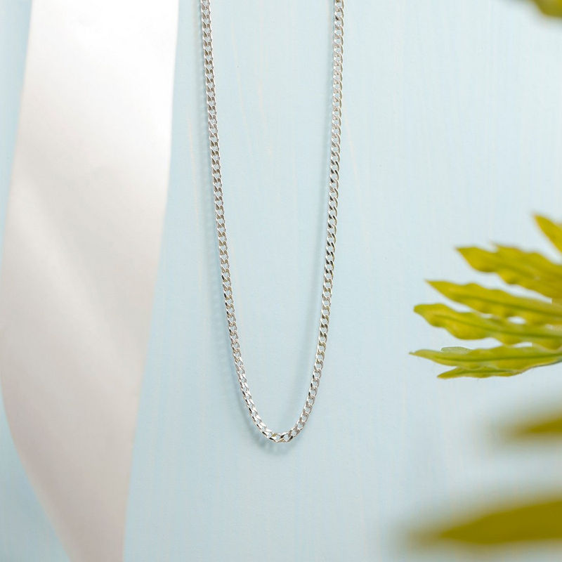 Buy Zavya Classic Rhodium Plated 925 Sterling Silver Curb Chain Online