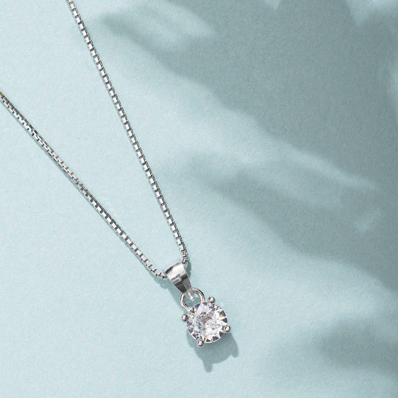 Buy Zavya Solitaire 925 Silver Necklace Online