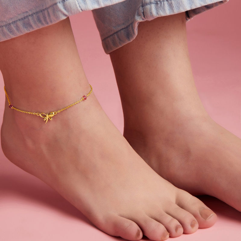 Buy Zavya Butterfly Wings Gold-Plated 925 Sterling Silver Anklet Single ...