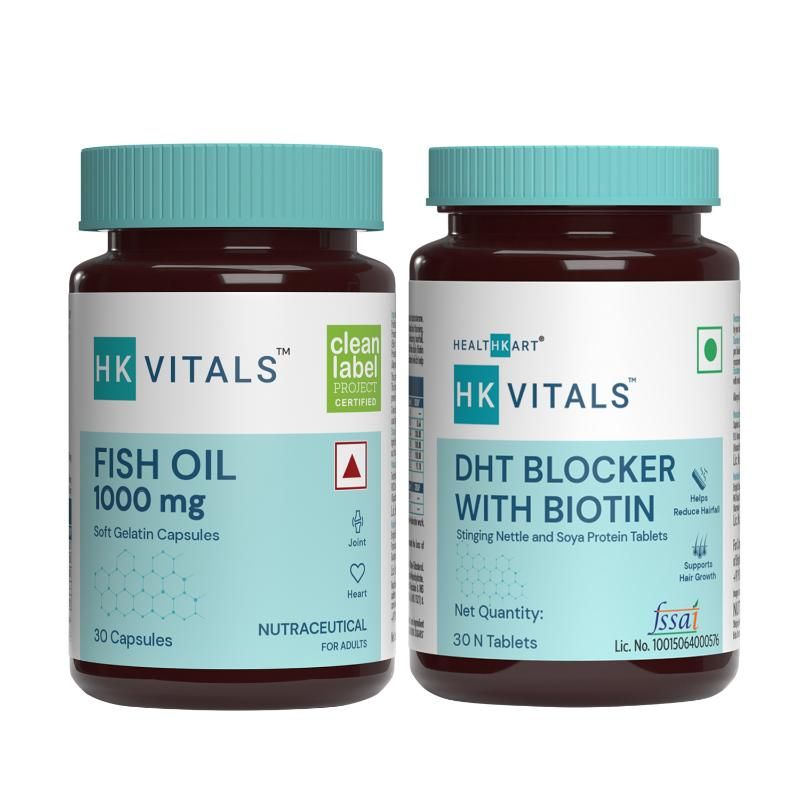 Buy HealthKart Hk Vitals Fish Oil Capsules 1000mg Omega 3 & DHT Blocker ...