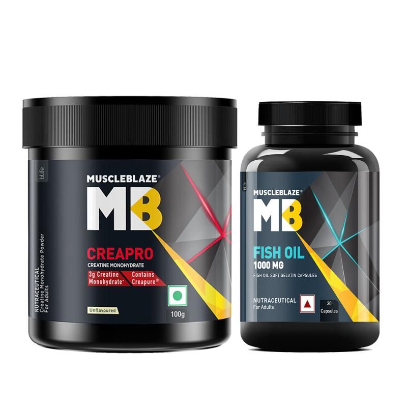 Buy MuscleBlaze Creapro Creatine - Unflavoured & Omega 3 Fish Oil ...