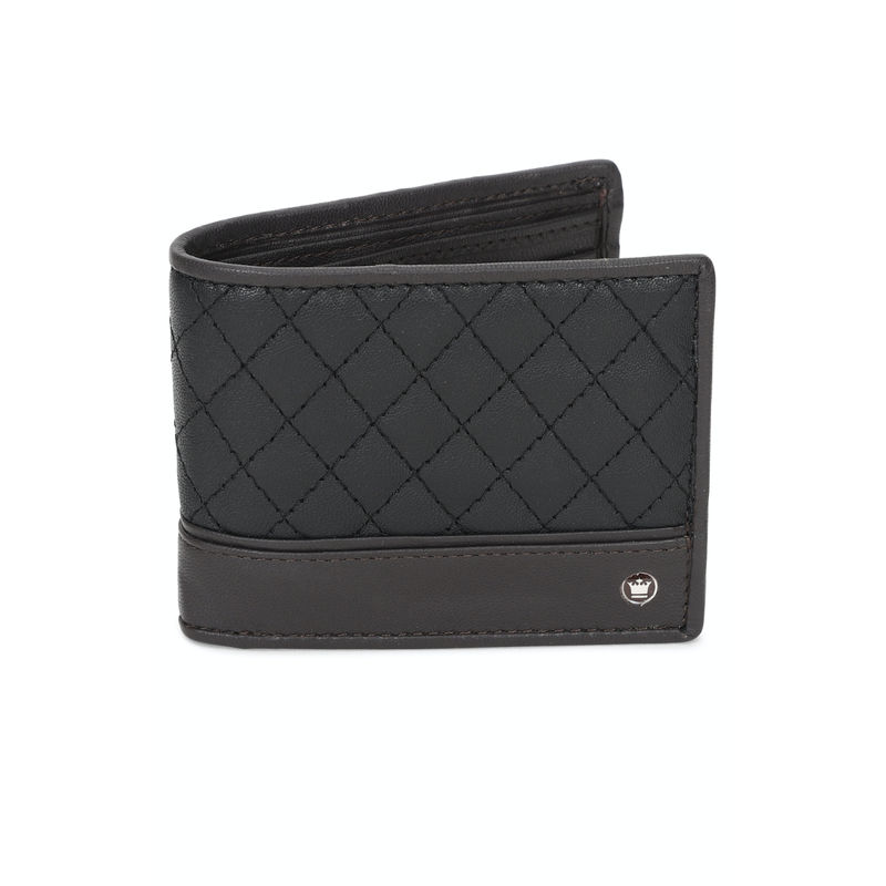 Buy Louis Philippe Men Grey Self Design Leather Wallet Online