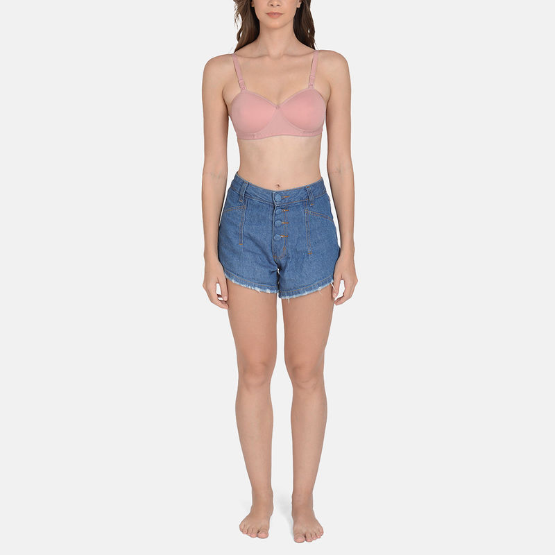 Buy Mod & Shy Solid Lightly Padded Seamless Bra Pink Online