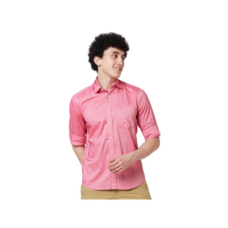 Buy ColorPlus Tailored Fit Solid Dark Red Shirt Online
