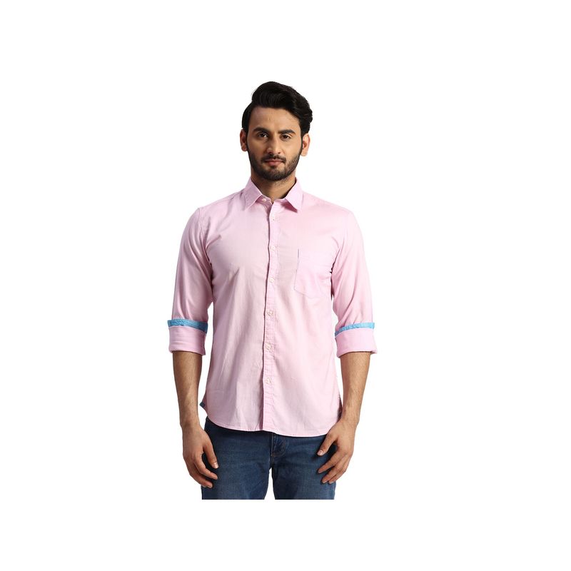 Buy Parx Slim Fit Solid Light Pink Shirt Online