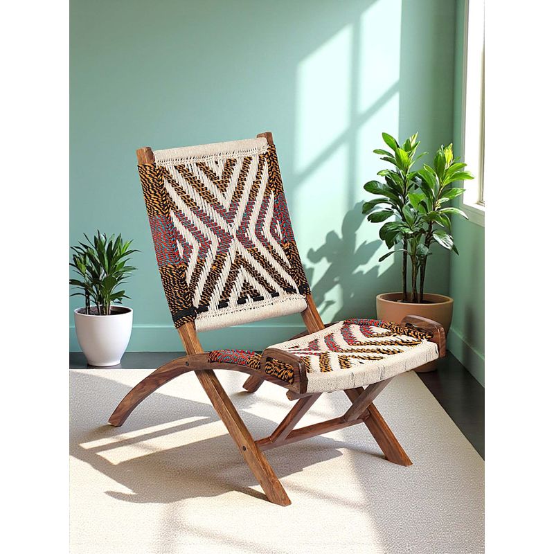 Buy Ikiriya NatWest Relaxing Lounge Chair Assorted Chindi & White Rope ...