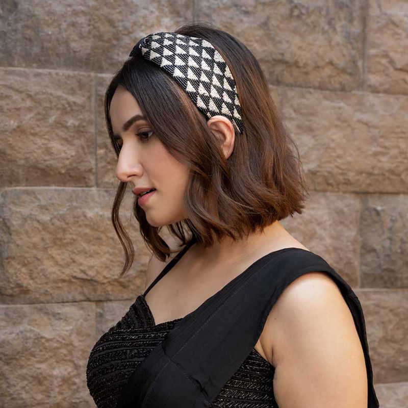 Buy Hair Drama Co. Selene Knotted Hair Band - Black & Silver Online