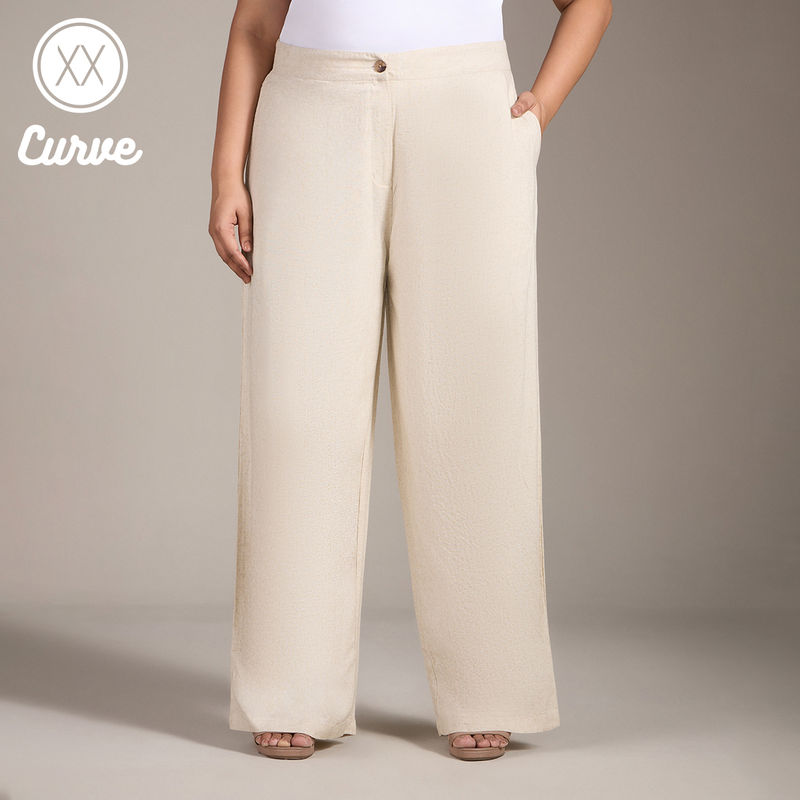 Buy Twenty Dresses by Nykaa Fashion Curve Beige Solid Straight Fit ...